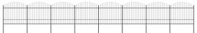 Zahradní plot s kopím nahoře ocelový 1339 x 175 cm černý 277746