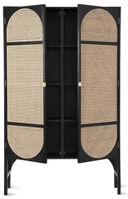 Černá retro dřevěná skříň  s policemi Webbing - 125*40*200 cm