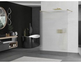 Mexen Kioto, sprchová zástěna Walk-In 100 x 200 cm, 8mm sklo s žebrovým vzorem, zlatý matný profil, 800-100-002-55-09