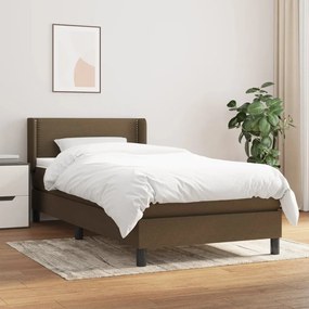 Box spring postel s matrací tmavě hnědá 90x190 cm textil,  3129596