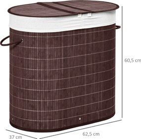 HOMCOM Koš na prádlo 100 l s víkem a držadlem Box na prádlo Sběrač prádla 2 sáčky na prádlo Třídič prádla do koupelny z bambusu | Aosom.de