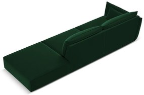 Tmavě zelená sametová pohovka levý roh 264 cm Vanda – Mazzini Sofas