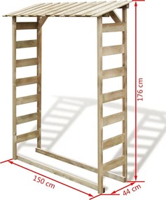 vidaXL Přístřešek na dříví 150 x 44 x 176 cm impregnovaná borovice [42956]