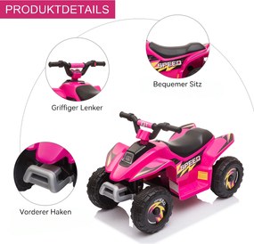 HOMCOM Elektrický čtyřkolový vůz pro děti 18-36 měsíců Elektrické ATV s možností jízdy vpřed a vzad 6V bateriový pohon 20 kg max. zatížení 72x40x45,5…