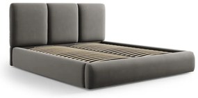 Šedá sametová čalouněná dvoulůžková postel s úložným prostorem s roštem 140x200 cm Brody – Mazzini Beds
