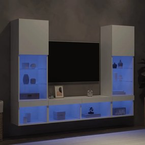 5dílná obývací stěna s LED osvětlením bílá kompozitní dřevo 3216690