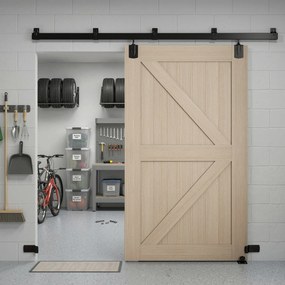 Sada kování pro posuvné dveře 244 cm černá pro jednokřídlé dveře s velkou nosností