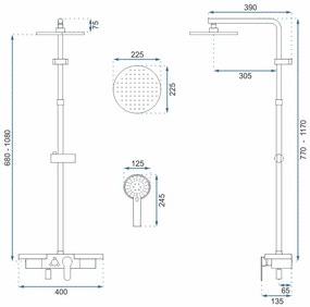 REA - Santos sprchový set s baterií 150mm, černá, REA-P8803