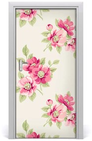 Samolepící fototapeta na dveře růžové květiny 85x205 cm