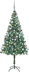 vidaXL Umělý vánoční stromek LED osvětlení sada koulí a šišky 180 cm [3077614] Barva: Bílá