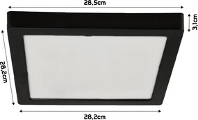 LED stropní svítidlo pro přisazenou montáž 24W 2640lm 4000K Černý čtverec
