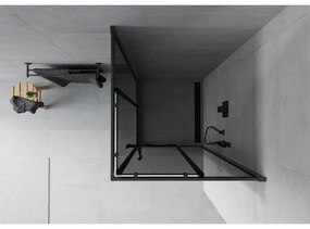 Mexen Rio, čtvercový sprchový kout 90(dveře)x90(dveře)x190 cm, 5mm šedé sklo, černý profil, 860-090-090-70-40