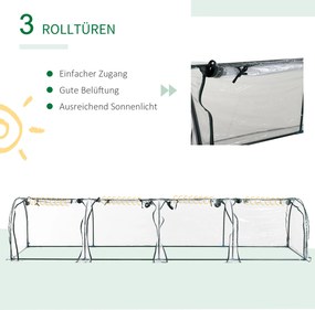 Outsunny Fóliový skleník Skleník s dveřmi Studený rám Rostlinná školka Rostlinný dům Fólie Ocel PVC Transparent 395 x 100 x 80 cm | Aosom