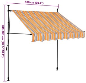 vidaXL Marketos Ručně zatahovací markýza s LED světlem 100 cm žlutomodrá