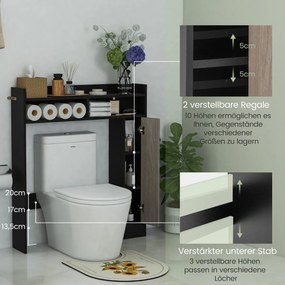 Costway WC skříňka, koupelnová nadsazená s nastavitelnými policemi, WC stojan