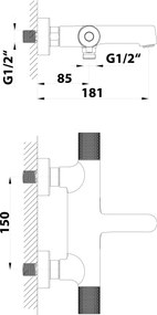 Sapho Sapho, SOLARIS nástěnná vanová baterie, černá mat/chrom, WD010BC