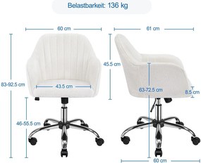 Kancelářská židle Yaheetech – slonová kost (255978485927)