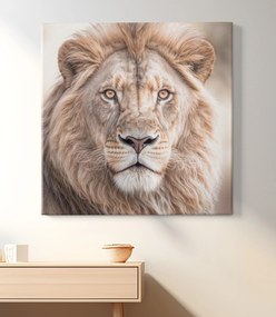 Obraz na plátně - Lev, portrét hluboký pohled krále, Králové divočiny FeelHappy.cz Velikost obrazu: 60 x 60 cm