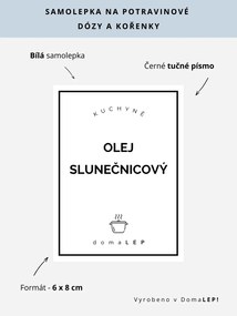 Samolepka na láhev OLEJ SLUNEČNICOVÝ – bílá, 6 x 8 cm, tučné písmo