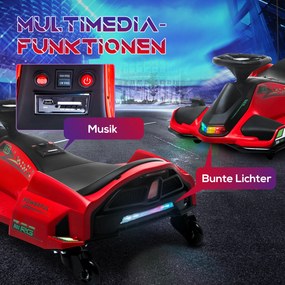 HOMCOM Dětský elektrický Go-Kart 12V 3-8km/h Drift Kart s drift módem, pomalým startem, Go-Kart s osvětlením a hudbou, bezpečnostním pásem pro děti v…
