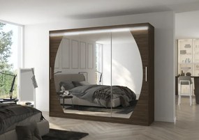 Posuvná skříň se zrcadlem a LED osvětlením CAMBE 250 choco