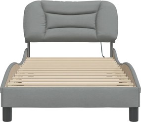 Rám postele s LED bez matrace Hvar Světle šedá 90x200 cm Látka 3213676