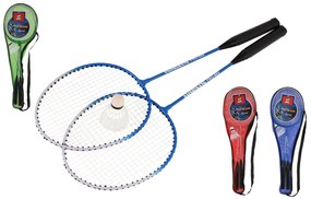 Sada badminton pálky 2ks + míček 1ks 64cm kov/plast 4 barvy v pouzdře (1 ks)