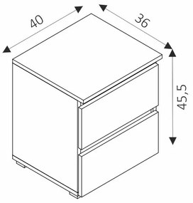 Noční stolek COSMO C13 Maridex 40/45,5/36 barevné provedení: bílý mat