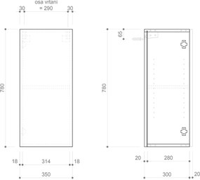 Sapho ESPACE 35 x 78 x 32 cm ESC630-3030 skříňka 1x dvířka levá/pravá bílá lesk