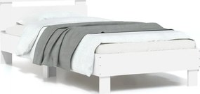 vidaXL Rám postele s čelem a LED osvětlením 90 x 200 cm [838715] Barva: Bílá