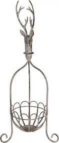 Šedo-hnědý antik kovový košík jelen Deer - 28*28*68 cm