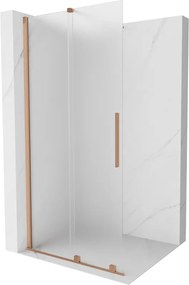 Mexen Velar, sprchová zástěna s posuvnými dveřmi Walk-in 85 x 200 cm, 8mm sklo námraza, měděná matná, 871-085-000-33-65