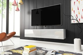 AKCE - Elegantní televizní stolek Lowboard D 140 cm - bílá / bílý lesk