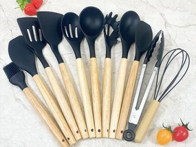 Verk Group Sada kuchyňských náčiní silikonové dřevo příbory lžíce 12 kusů