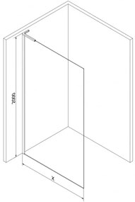 Mexen, Mexen Kioto-X L sprchová stěna 60 x 200 cm, průhledná 10 mm, černá - 800-060-107-70-00-X