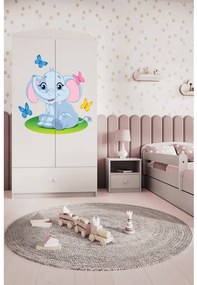 Dětská skříň Babydreams 90 cm slon s motýlky bílá