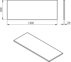 Sapho PLATO deska Rockstone 1300 x 24 x 50 0mm bílá mat PL130-0101