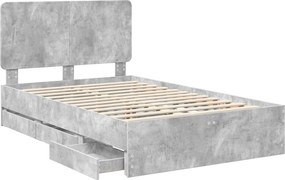 Rám postele s čelo Betonově šedá 135 x 190 cm Inženýrské dřevo 3412605