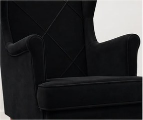 relaxační křeslo, ušák, odpočinkové, dřevo/kov/samet, 102x78x66 cm, nohy tmavé/černá, Dekorino KR20260075