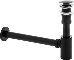 Erga Erga, umyvadlový lahvový sifon + odtoková zátka ClickClack bez přepadu, černá matná, ERG-YKA-BK.SYPOP-14-BLK