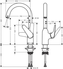 Hansgrohe Focus M42, dřezová baterie M421-H220, chromová, 71802000