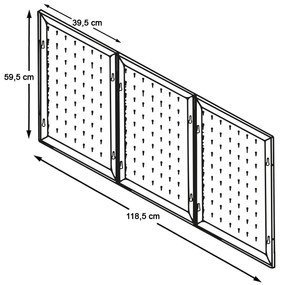 Kovový nástěnný organizér na nářadí s háčky a úložným prostorem