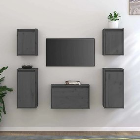 vidaXL TV skříňky 5 ks masivní borové dřevo [3100272] Barva: Černá