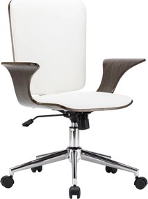 vidaXL Otočná kancelářská židle krémová umělá kůže a ohýbané dřevo [283134] Barva: Bílo-šedá