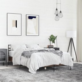 Rám postele hnědý dub 135 x 190 cm kompozitní dřevo a kov 3280076
