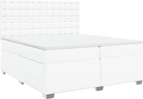 Box spring postel s matrací bílá 200x200 cm umělá kůže 3290737