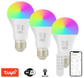 Immax NEO 07712CDO-SADA 3xLED RGB Stmívatelná žárovka E27/9W/230V Wi-Fi Tuya+DO
