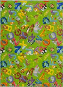 Dětský kusový koberec Alfabet 12 zelený Rozměr: 100x200 cm