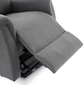 Křeslo polohovací masážní s výhřevem, 8bodová vibrační masáž, zvedací systém, USB, šedá látka (72 x 95) cm