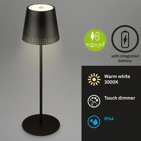 Brilo - LED St nab dotyk stolní lampa KIKI LED/2,6W/5V IP44 2600 mAh černá